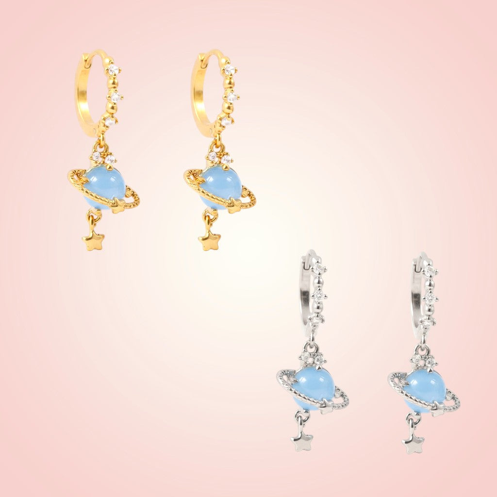 Blue Nova Hoops - 18k gold plated – Bows and Knots Co.