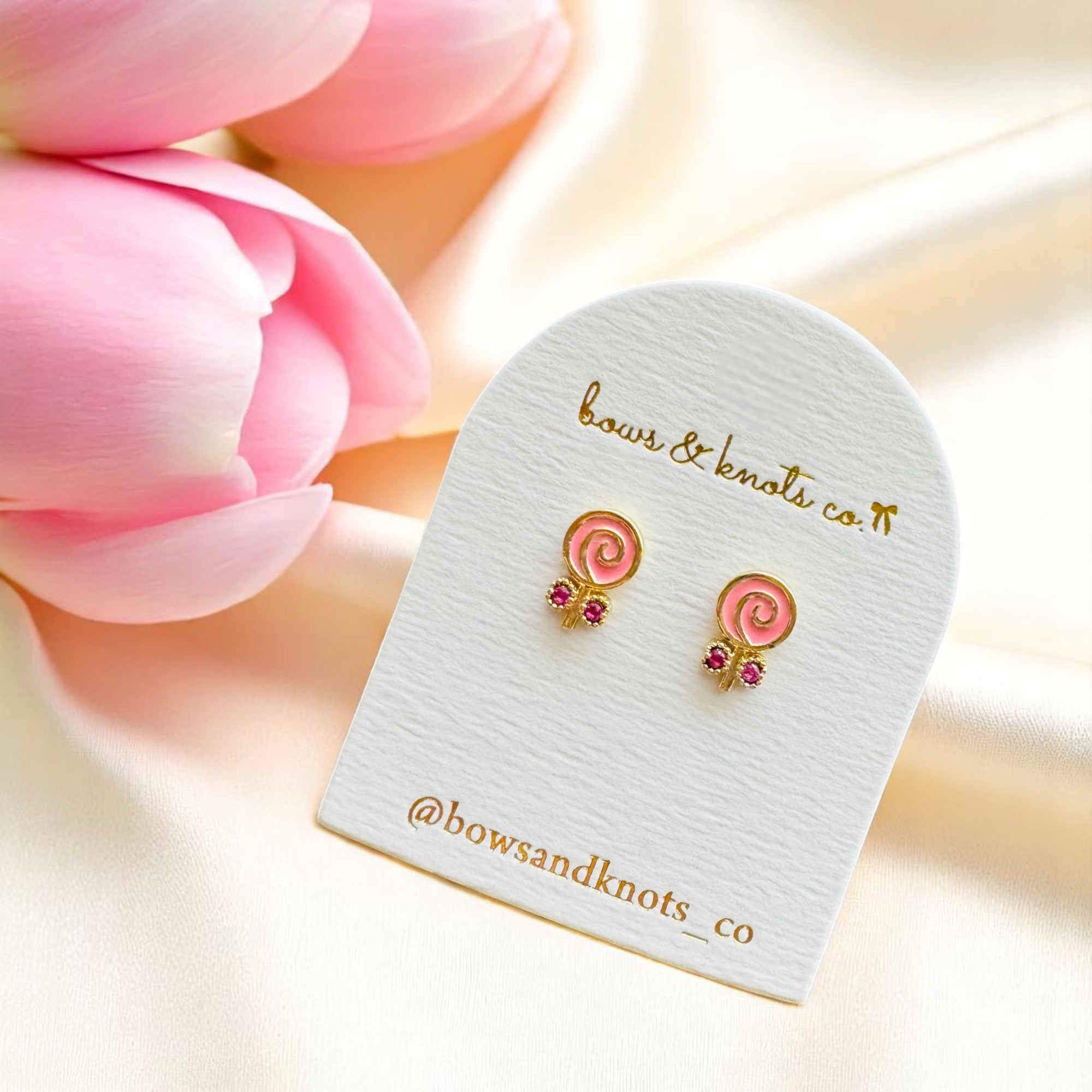 Bow and Pop Stud Earrings - 18K gold plated – Bows and Knots Co.