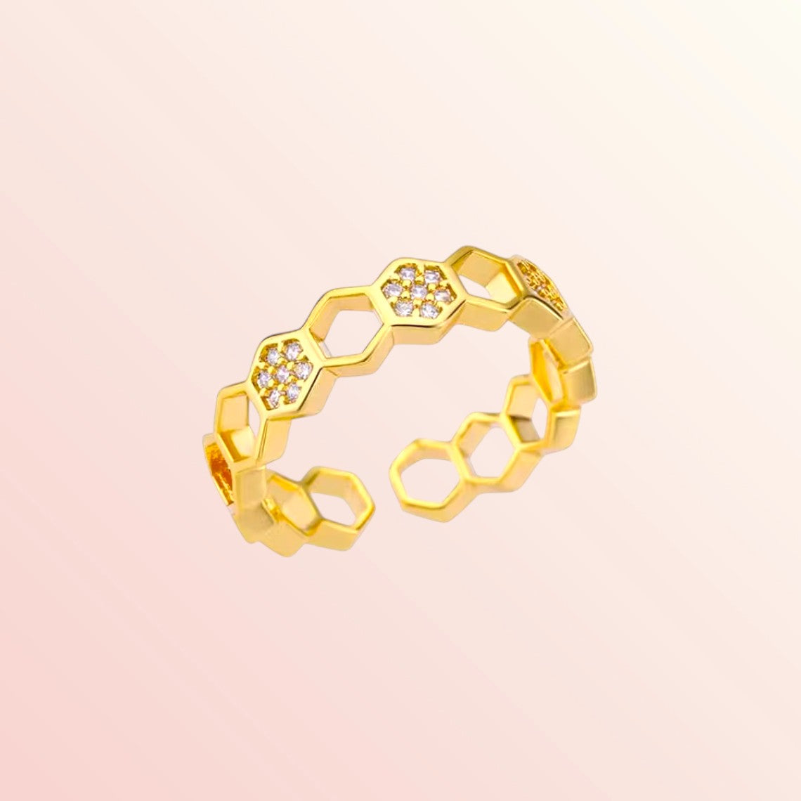 Gold Hex Ring - gold plated stainless steel – Bows and Knots Co.